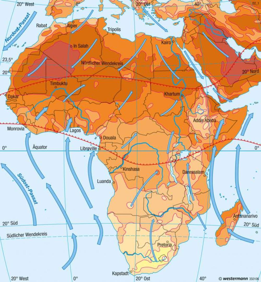 Afrika - Temperaturen im Juli-978-3-14-100800-5-148-2-1 | Diercke.de Afrika - Temperaturen im Juli-978-3-14-100800-5-148-2-1 | Diercke.de