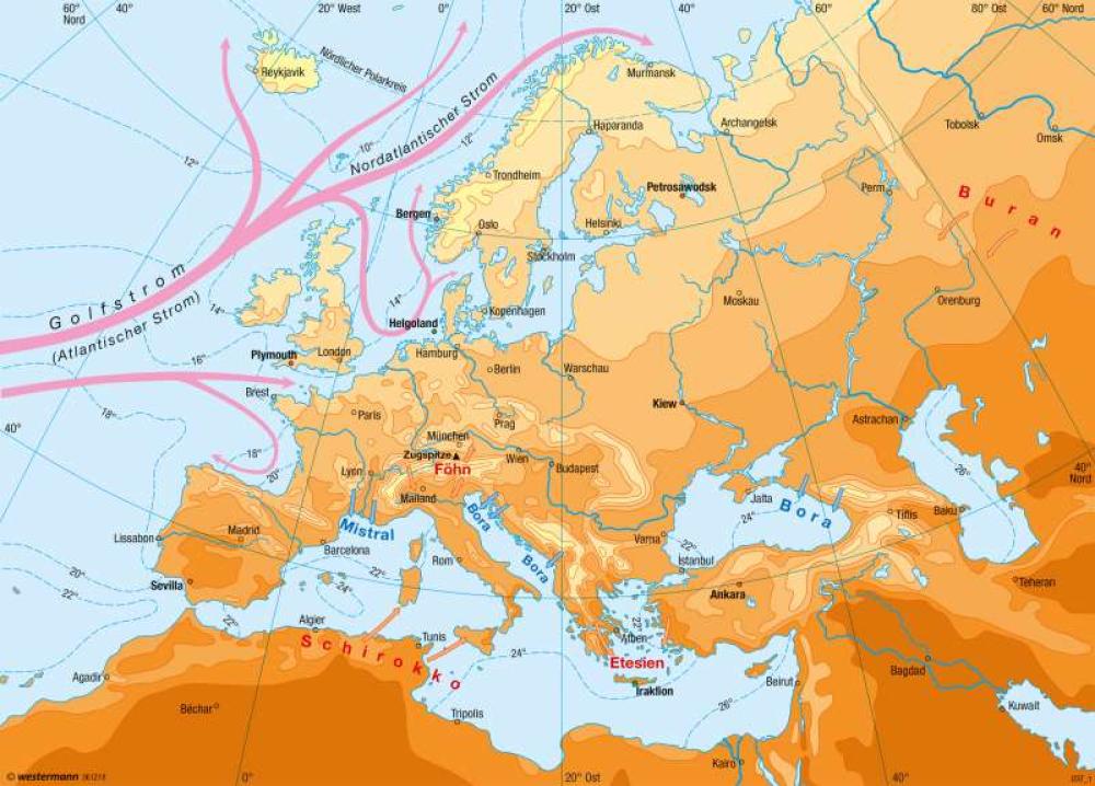 Europa - Temperaturen im Juli-978-3-14-100800-5-94-2-1 | Diercke 2023